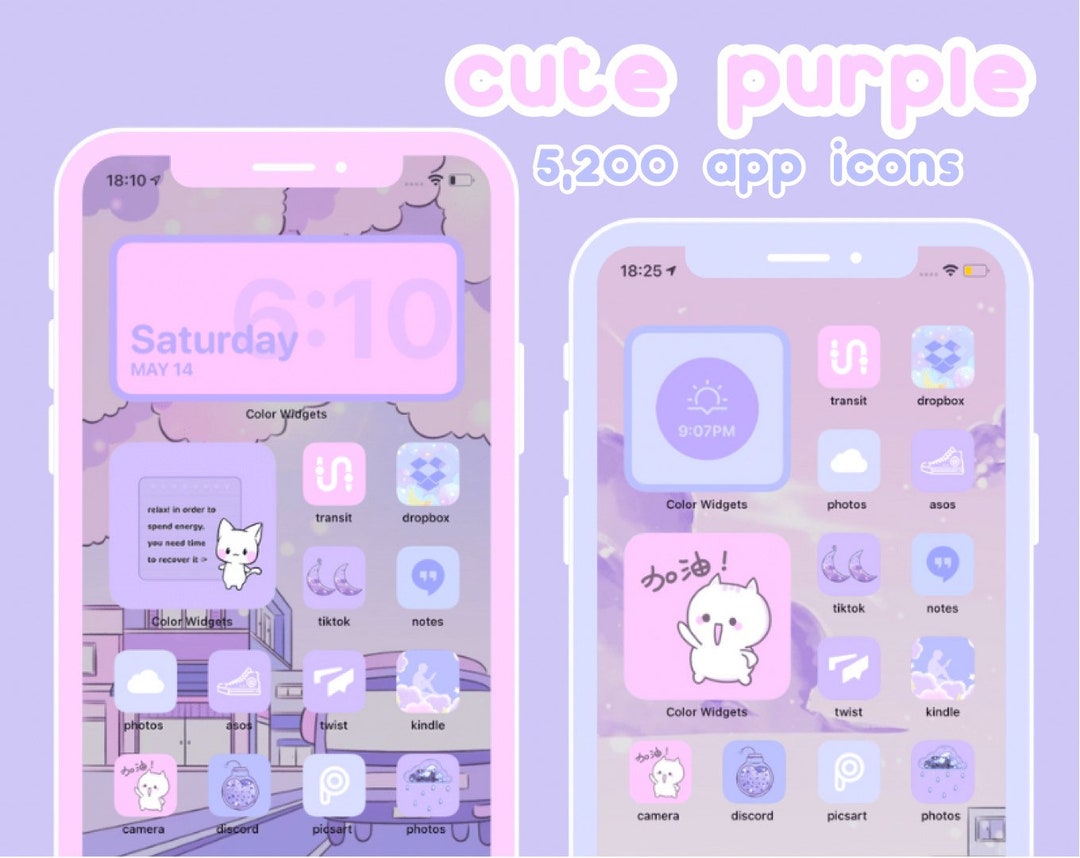5,200 App Icons Cute Purple | Lilac, Pastel Pink, Soft Tones, Sky Blue ...