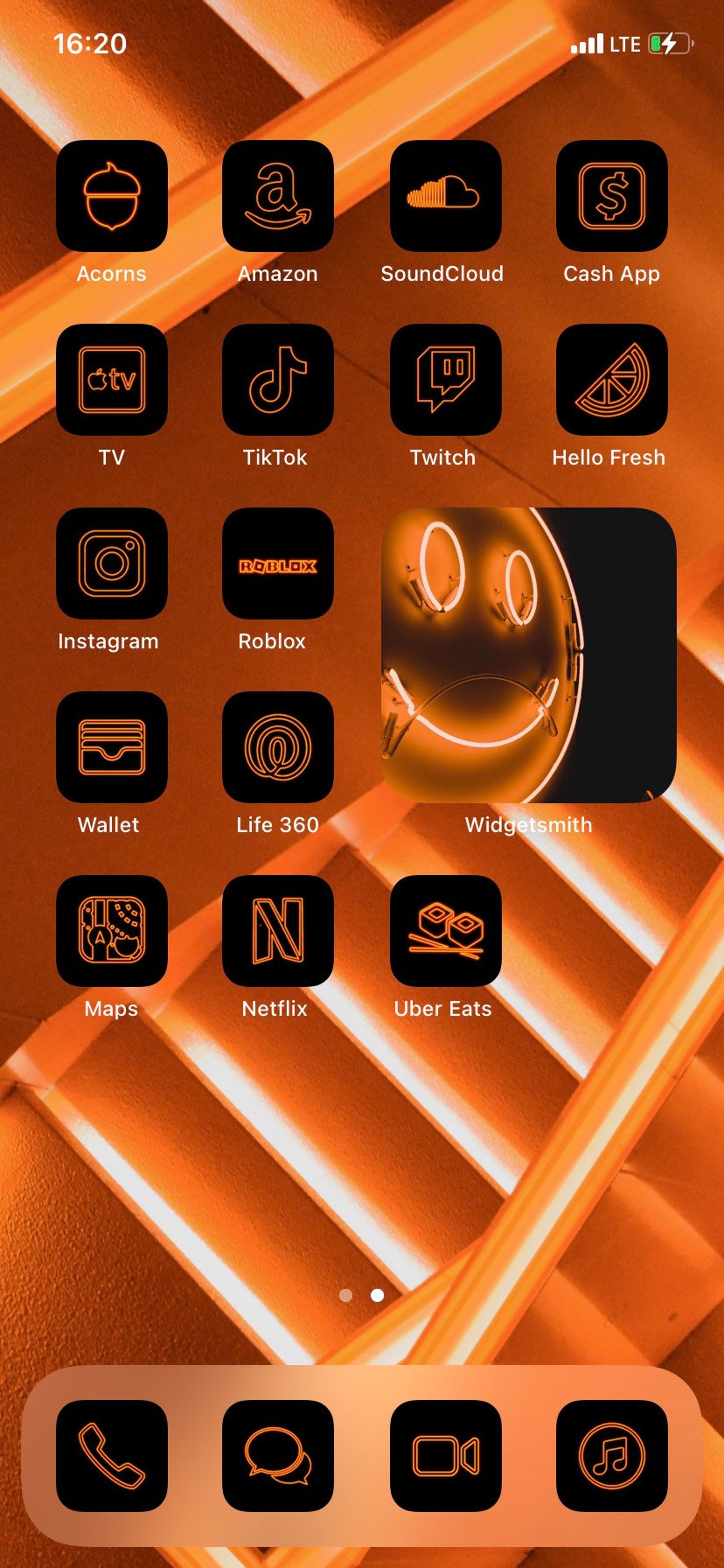 Neon Orange App Icons Black Minimal Glow Trendy Theme | Etsy