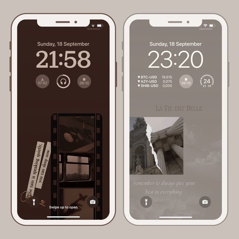 Ios 16 Lockscreen Wallpapers Dark Light Academia Brown - Etsy