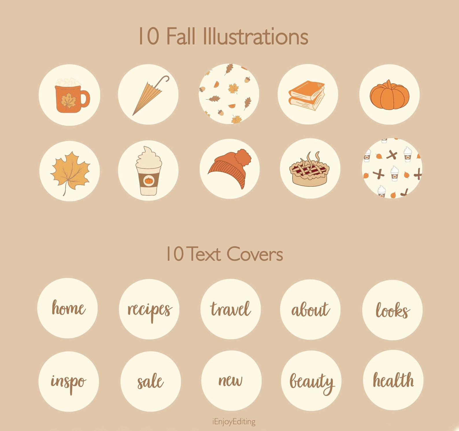 Fall Highlight Covers for Instagram Autumn Pumpkin Leaves - Etsy
