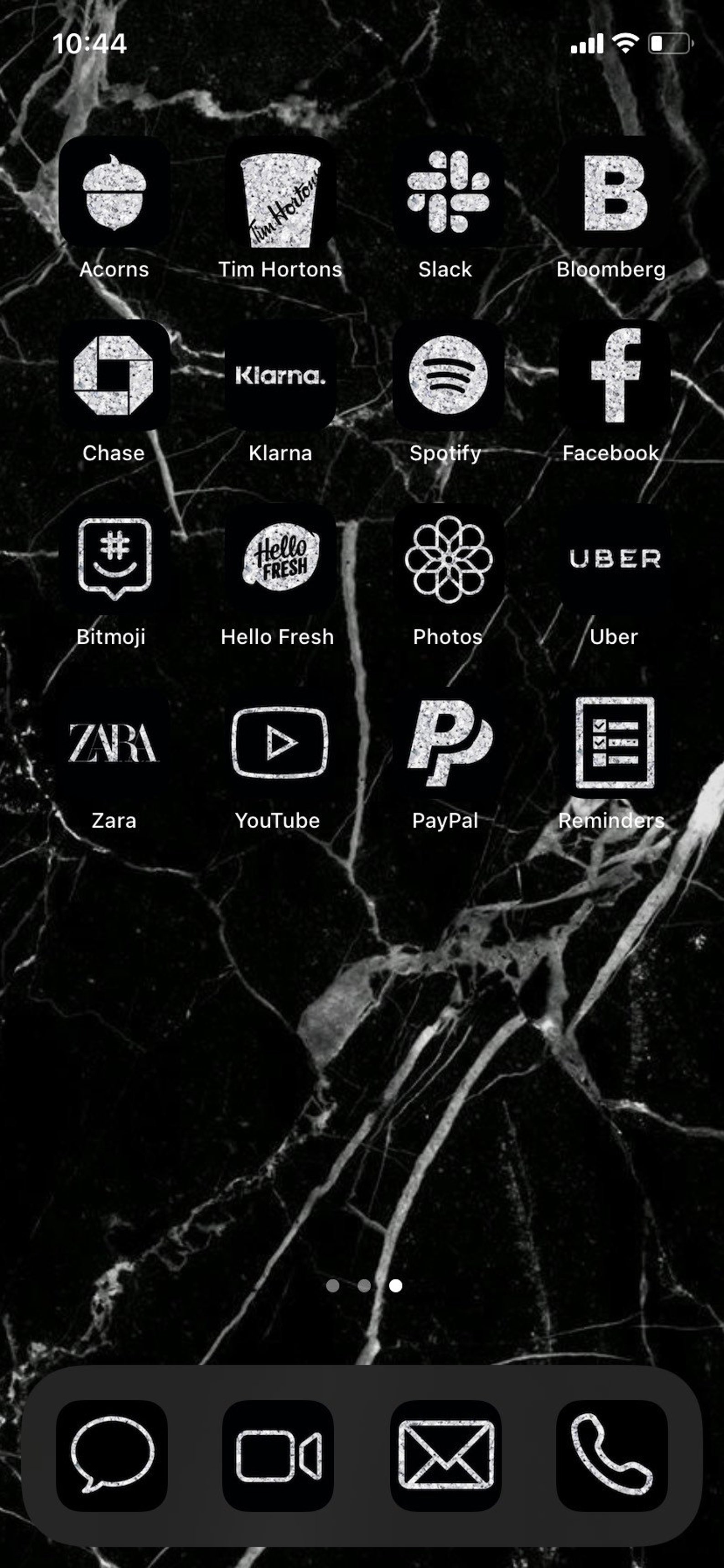 Ios 14 App Icons Posh Silver Glitter Sparkle Black Moody | Etsy