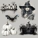 Clipart Black & White Halloween PNG Template Fright Night - Etsy