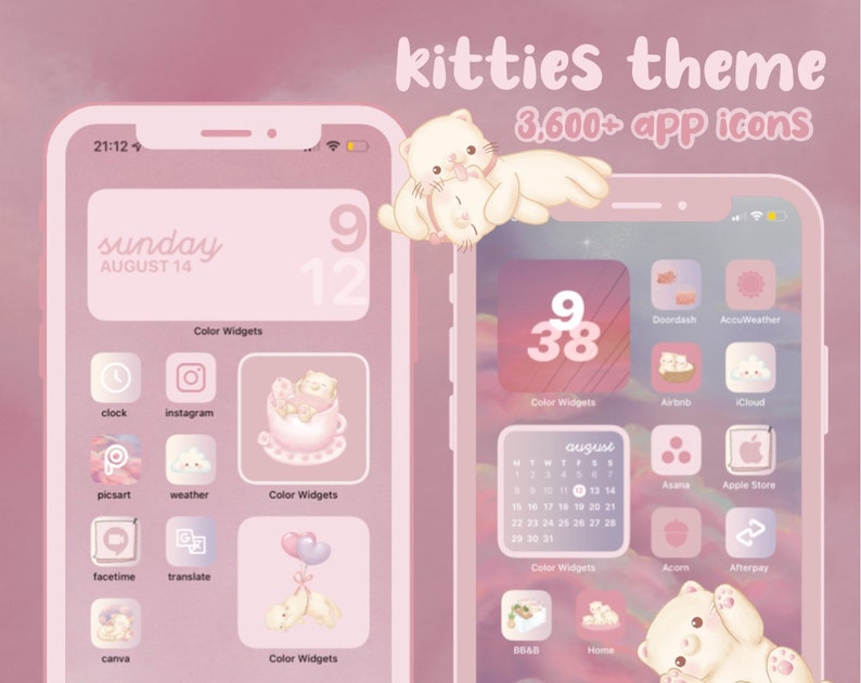 3,600 App Icons Kitties, Pastel Pink, Soft Purple, Lilac, Cute ...