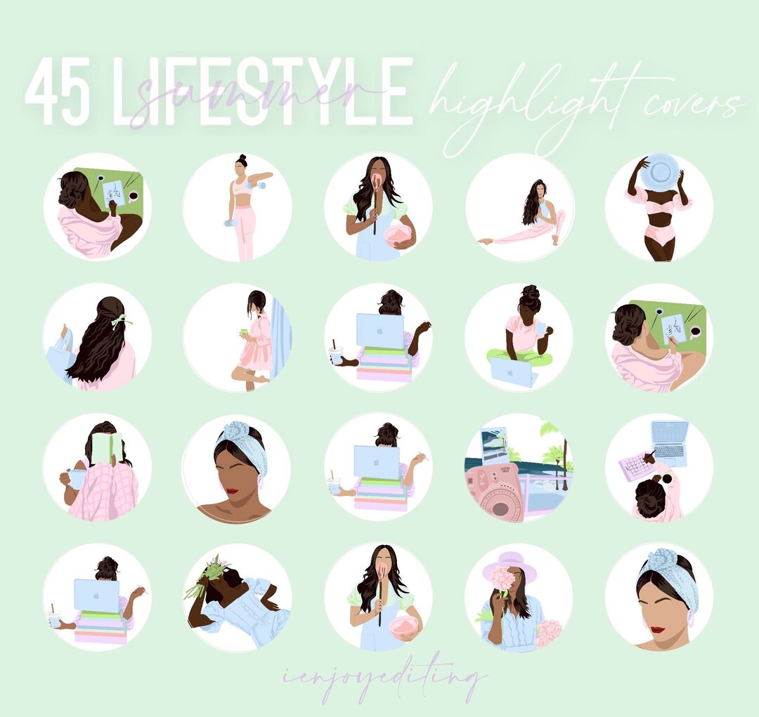 Highlight Covers Lifestyle Summer for Instagram | Mint, Pink, Lilac ...