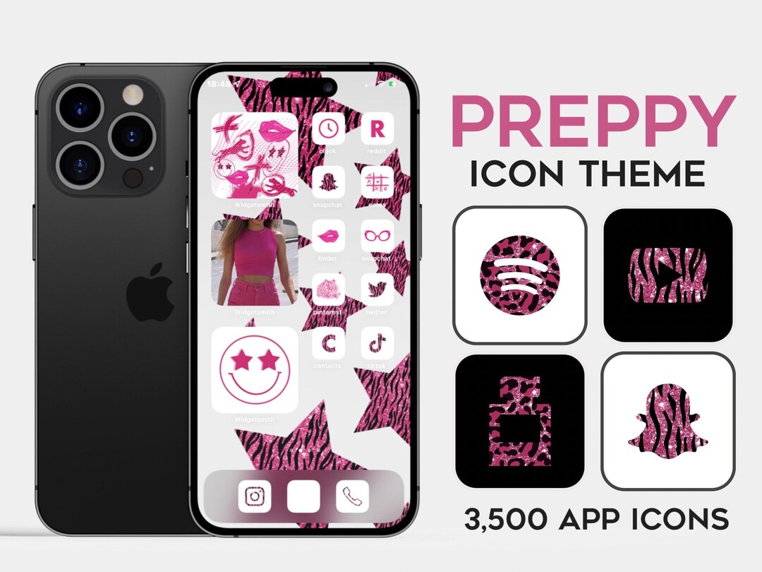 App Icons Theme Preppy, Pink Fuchsia, Glitter, Leopard, Zebra, Black ...