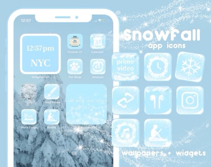 130 Sparkling Snow Theme App Icons Pack New Year IOS 14 App Icons ...