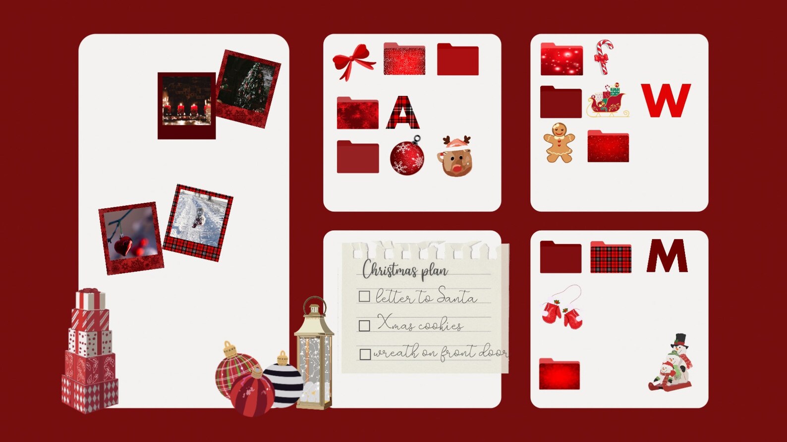 Christmas Desktop Folder Icons for Mac | Red, Burgundy, Winter, Snow ...