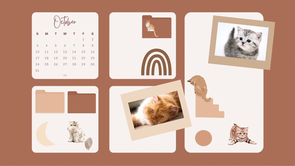 Folder Icons Cats for Mac Covers Brown Beige Neutral | Etsy