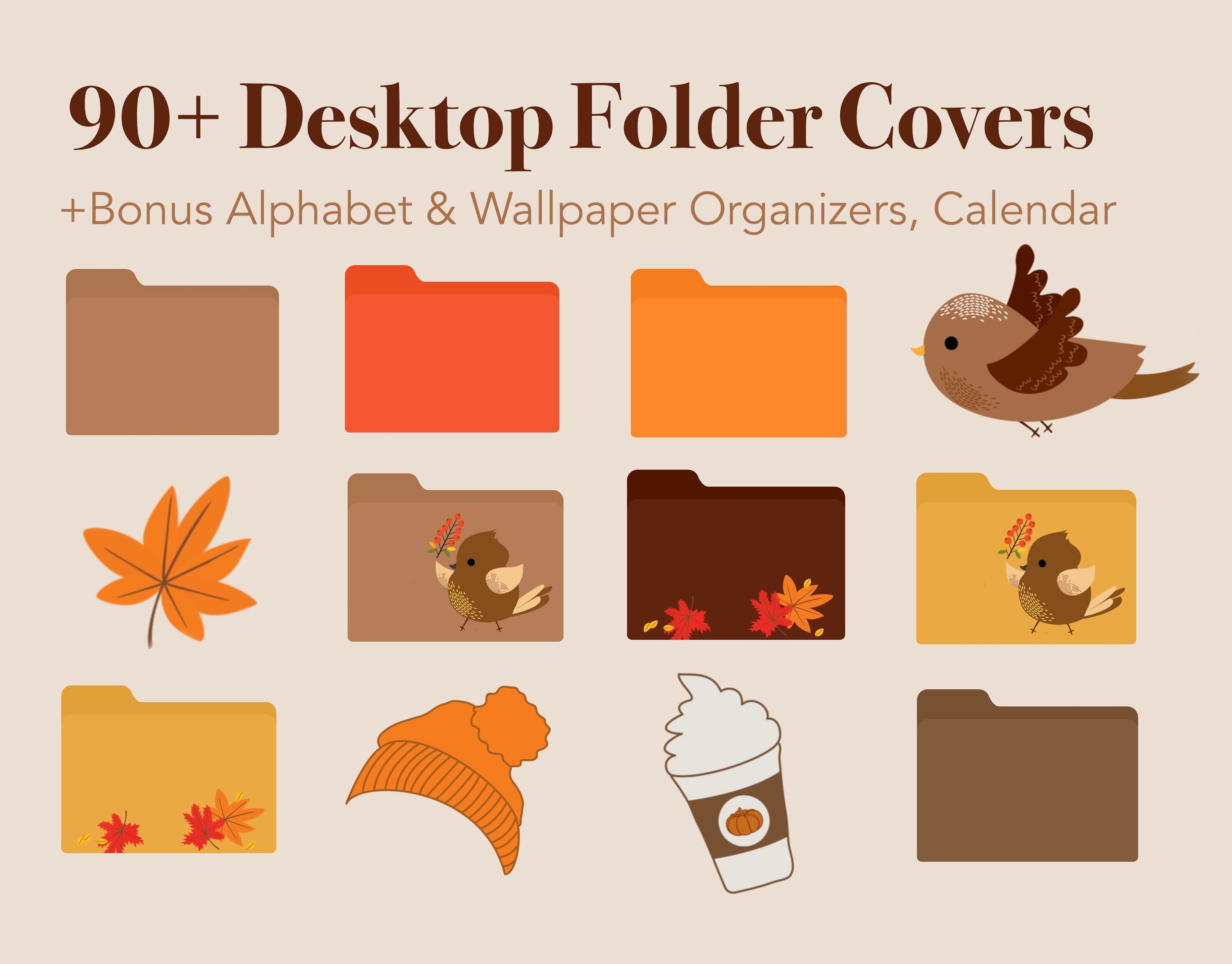Warm Autumn Desktop Folder Icons | Fall Covers for Mac, Pc, MacBook ...