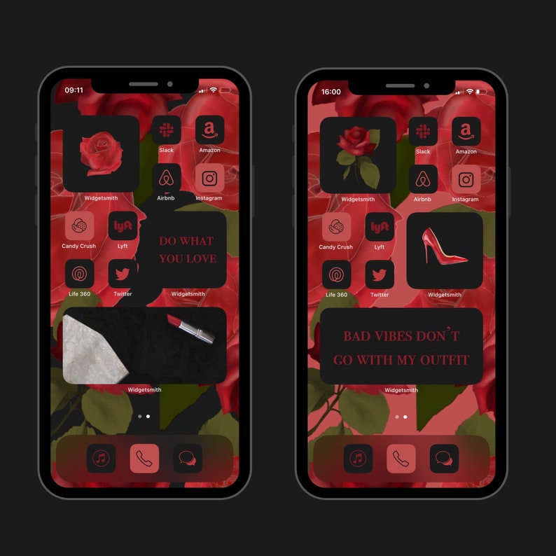 Red Roses App Icons Ios 14 Theme Aesthetic Home Screen - Etsy