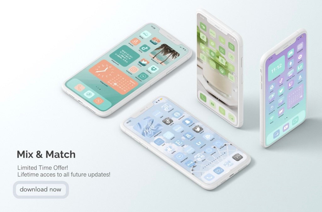 App Icons Sky Blue Pastel Silver Glitter Minimalist - Etsy Australia