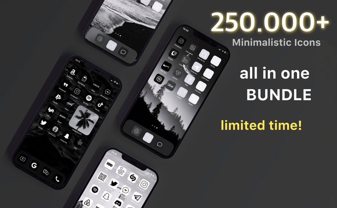 App Icons Minimal | Black, White, Grey, Minimalist | Aesthetic Minimal ...
