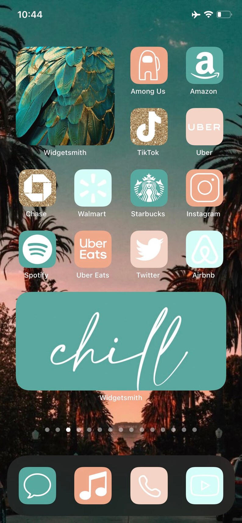 Bohemian App Icons Coral Peachy Teal Sky Blue Summer - Etsy