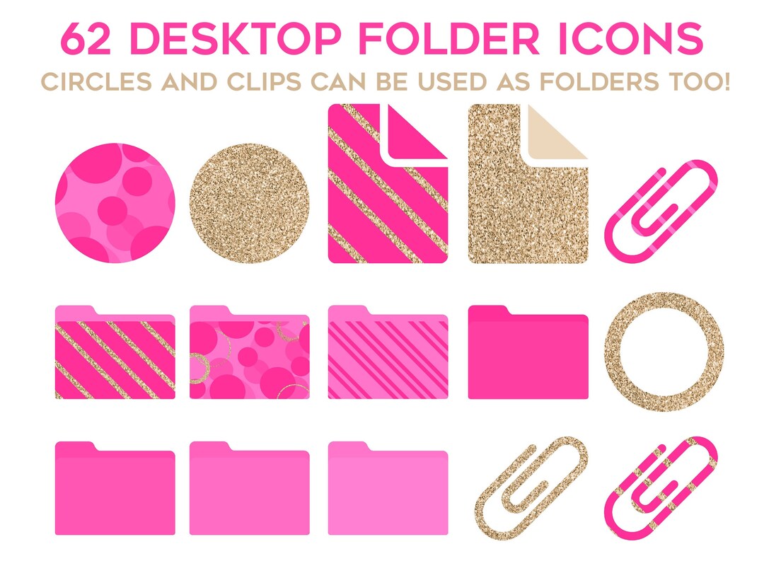 Mac Folder Icons Pop Pink and Gold, Sparkles, Stripes, Circles, Beige ...