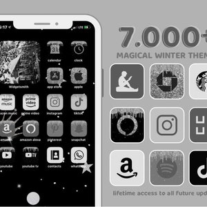 Magical Winter App Icons | Grey, Black, White, Silver Glitter, Snow ...