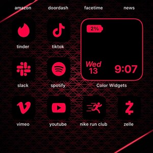 App Icons Neon Red, Black App Covers, Custom Your Home Screen - Etsy