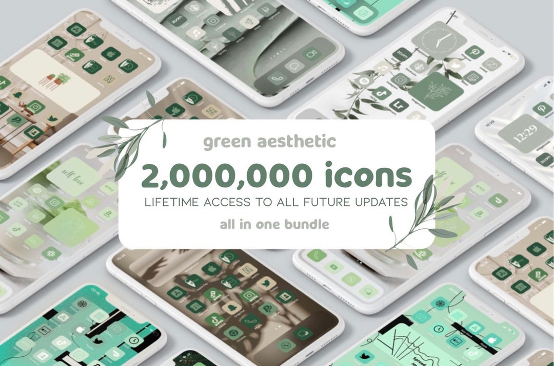 App Icons All in One Bundle, Boho, Green, Sage, Summer, Spring, Beige ...