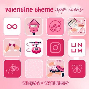 Valentine App Icons, Pastel Pink, Cute, White Icons, Aesthetic ...