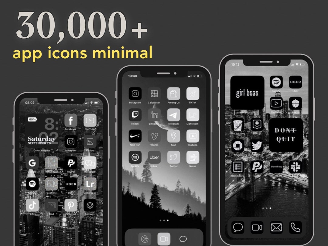 App Icons Trendy | Black, White, Grey, Minimalist | Widgets, Wallpapers ...