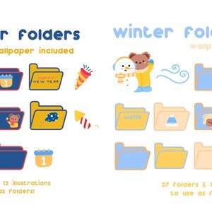 MEGA Bundle Kawaii Desktop Folder Icons, Halloween, Summer, Autumn ...