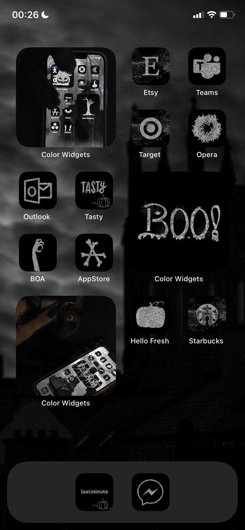 Halloween App Icons Black Glitter Spooky Season Minimal - Etsy