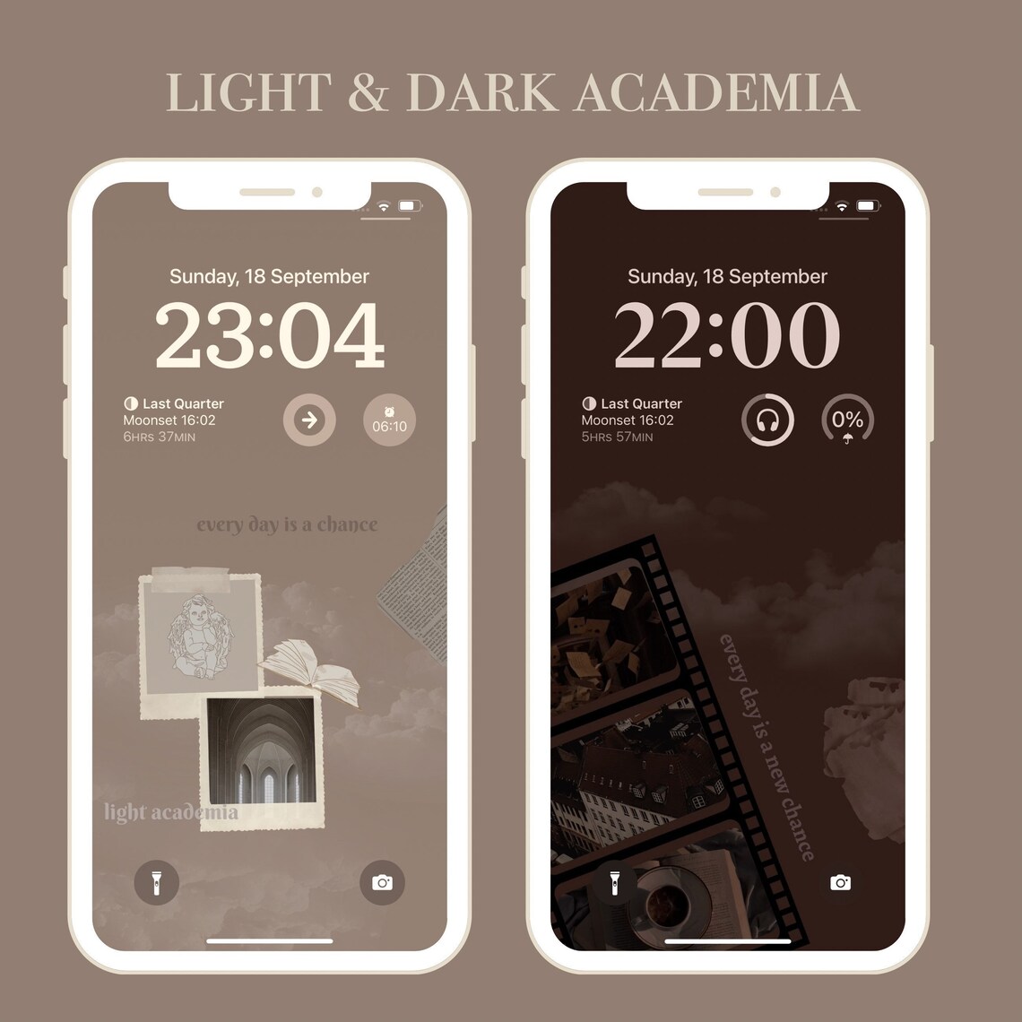 Ios 16 Lockscreen Wallpapers Dark Light Academia Brown - Etsy