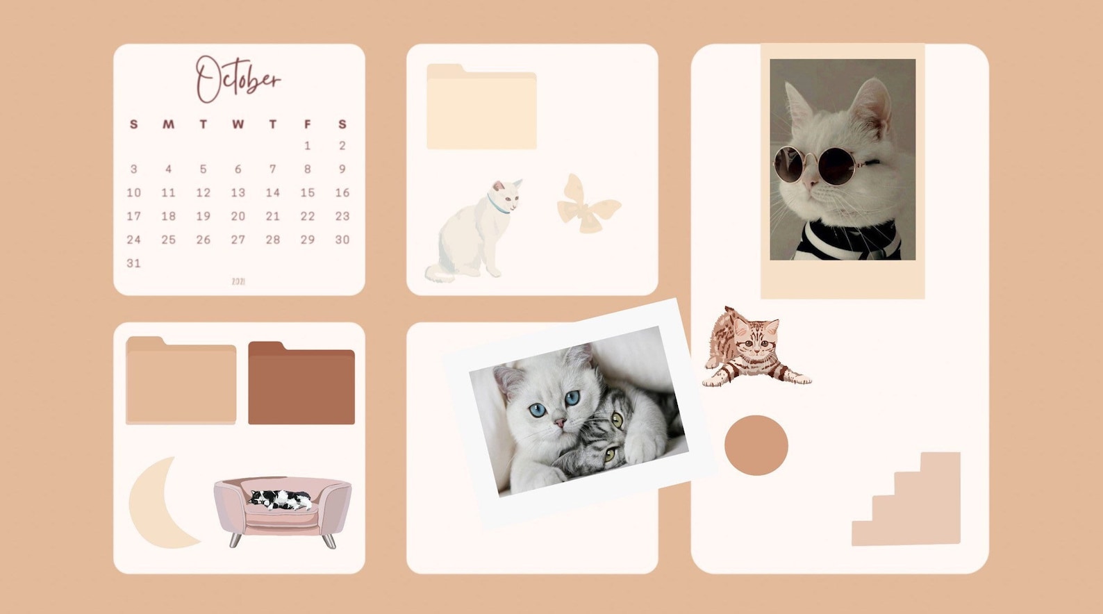 Folder Icons Cats for Mac Covers Brown Beige Neutral | Etsy