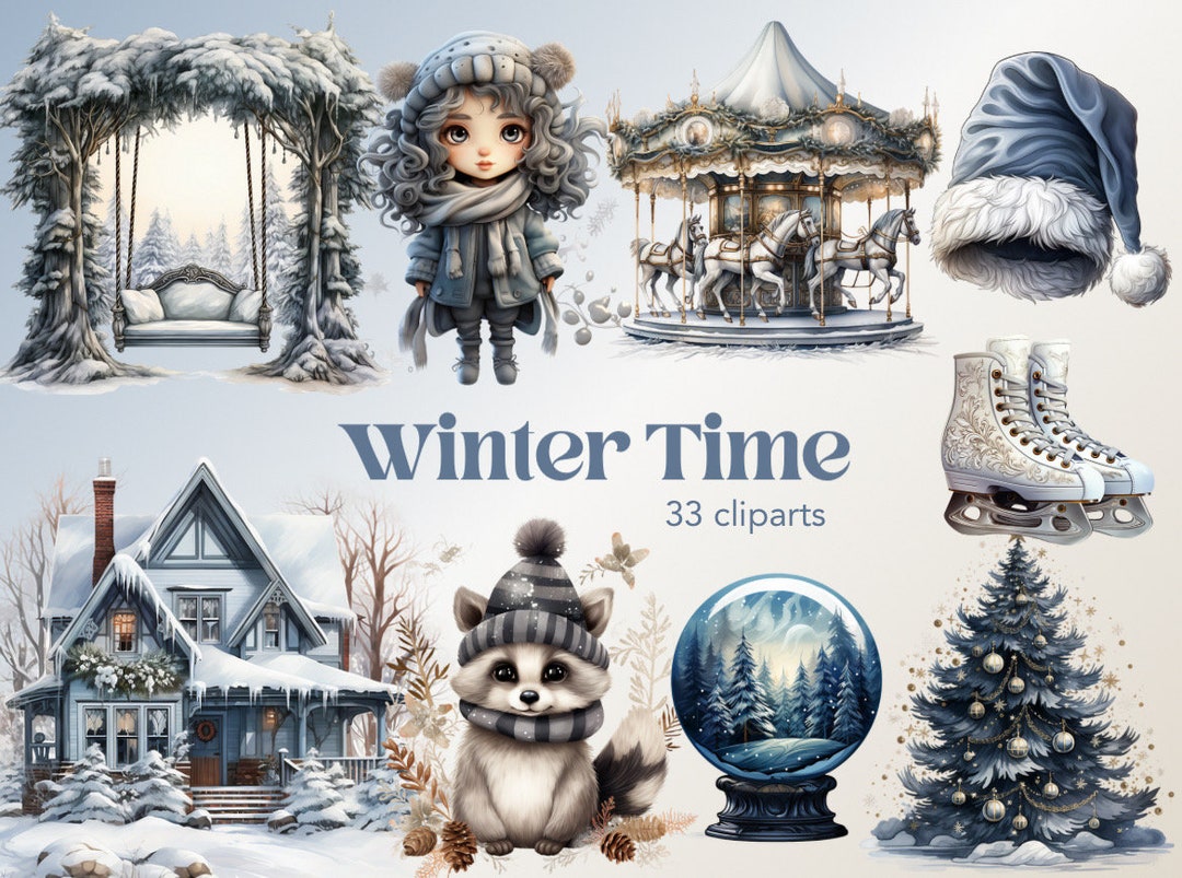 Winter Time Clipart PNG Files Christmas Template Sublimation Print - Etsy