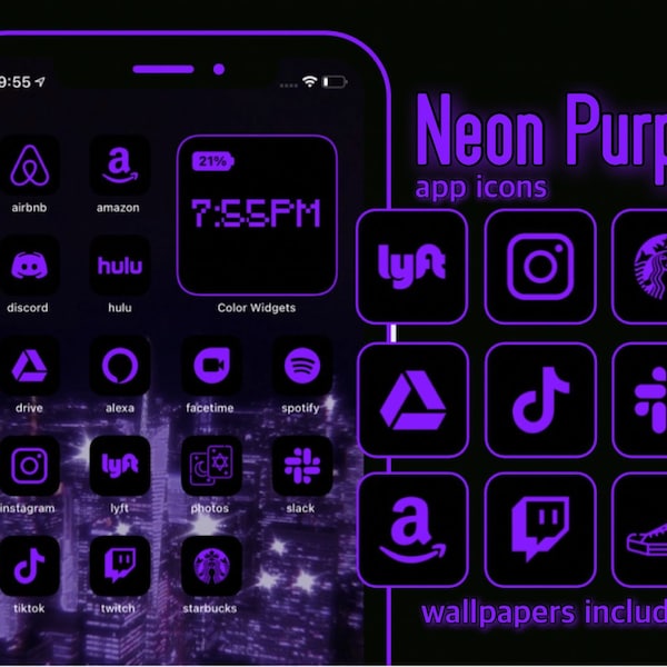 Neon Purple Icons - Etsy