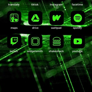 App Icons Green Neon | Aesthetic Home Screen | Green, Lime Icons With ...