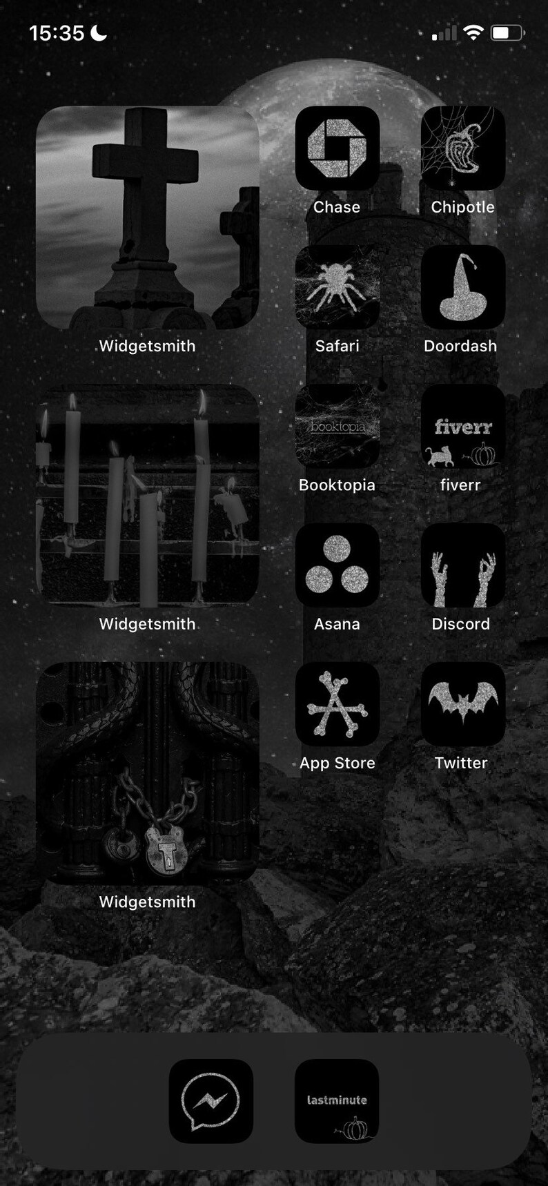 Halloween App Icons Black Glitter Spooky Season Minimal - Etsy