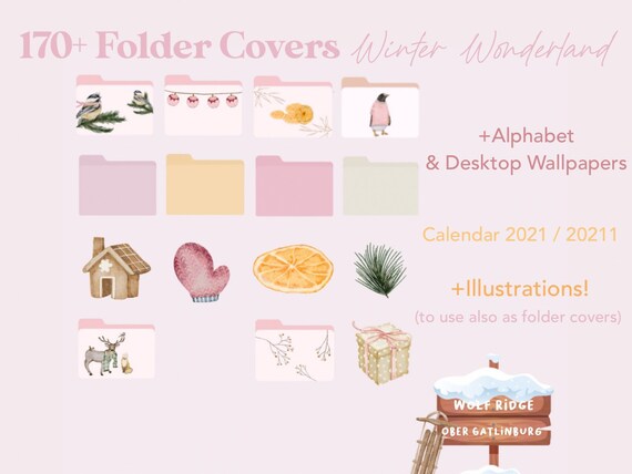 170 Folder Covers for Desktop Home Screen Winter Pink | Etsy