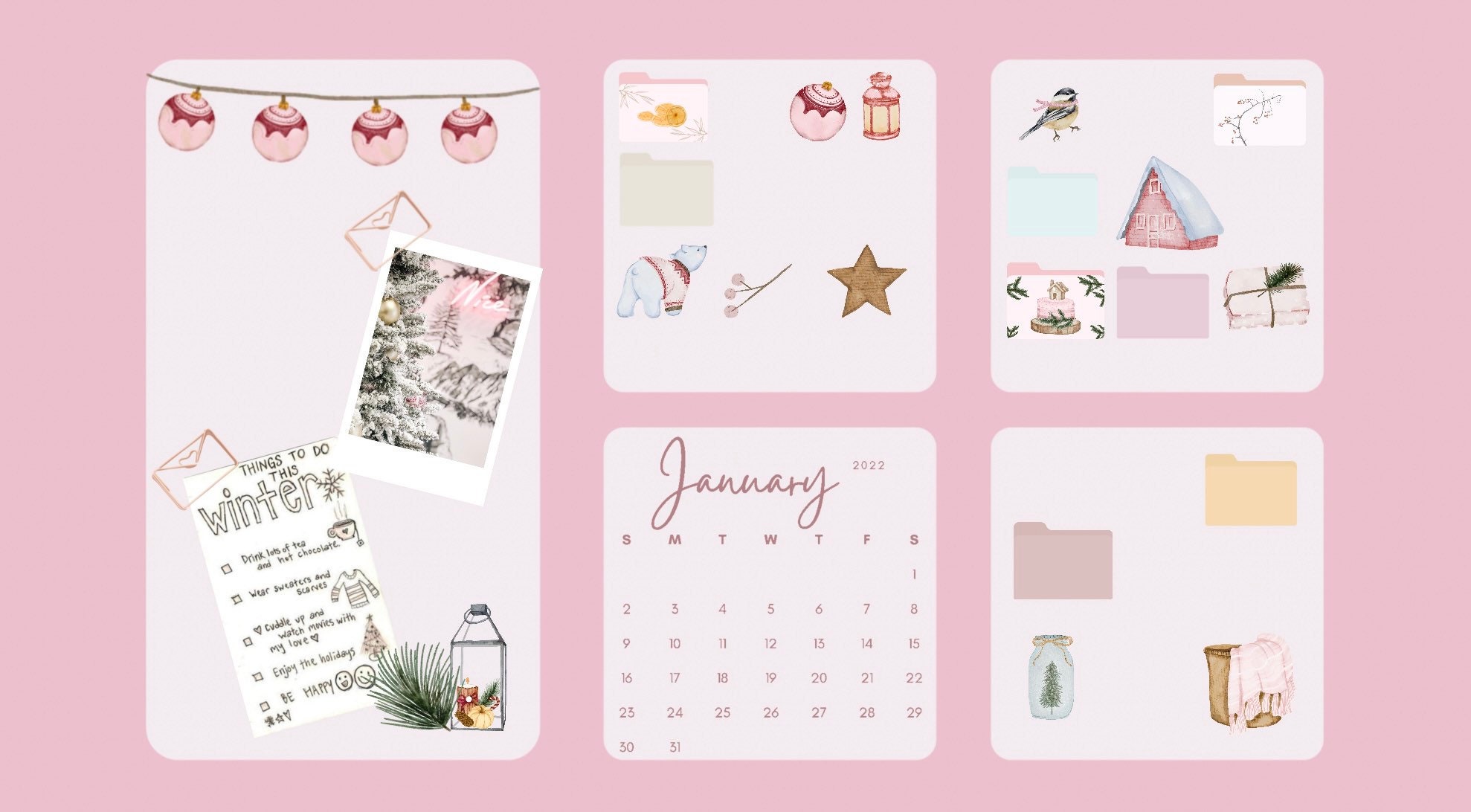 170 Folder Covers for Desktop Home Screen Winter Pink | Etsy
