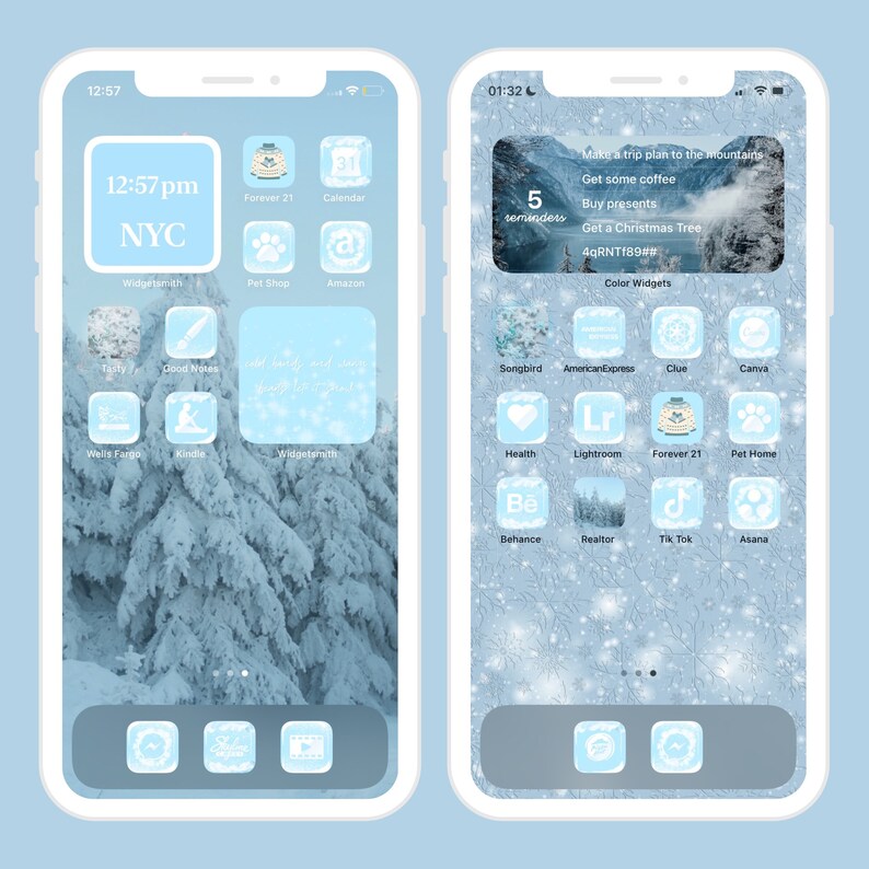 App Icons Snowfall Winter Baby Blue Snowy Aesthetic - Etsy