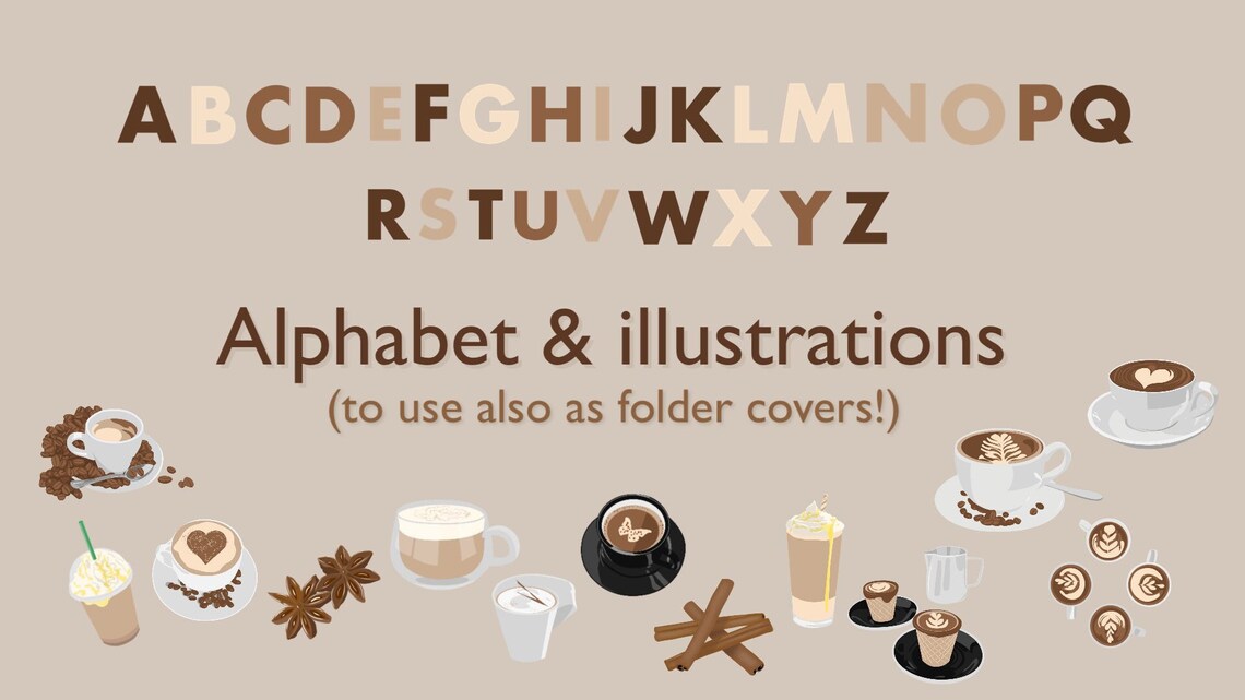 Folder Icons Coffee Lovers Covers Brown Beige Neutral | Etsy