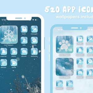 Frozen App Icons, Pastel Blue, Winter, Snowy, Holidays Theme, Snowflake ...