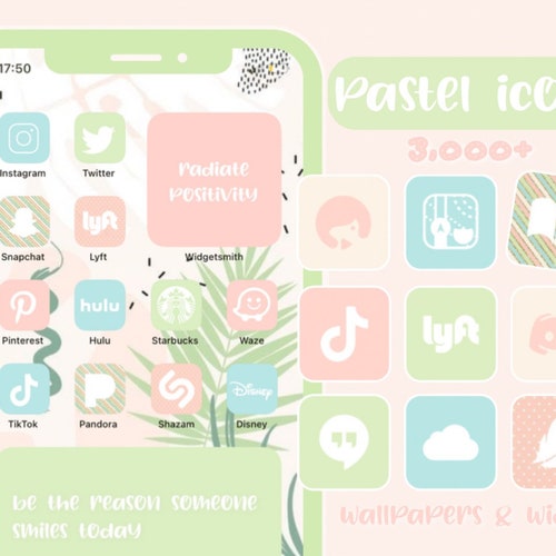 3000 App Icons Pastel Soft Pink Blue Green Mint Cute - Etsy