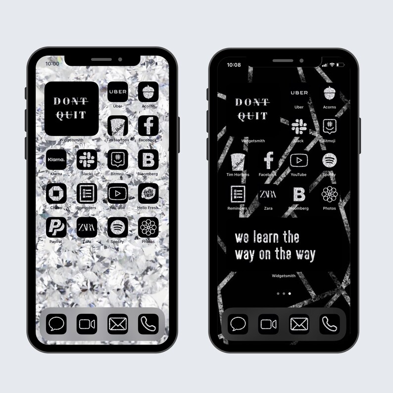 Ios 14 App Icons Posh Silver Glitter Sparkle Black Moody - Etsy