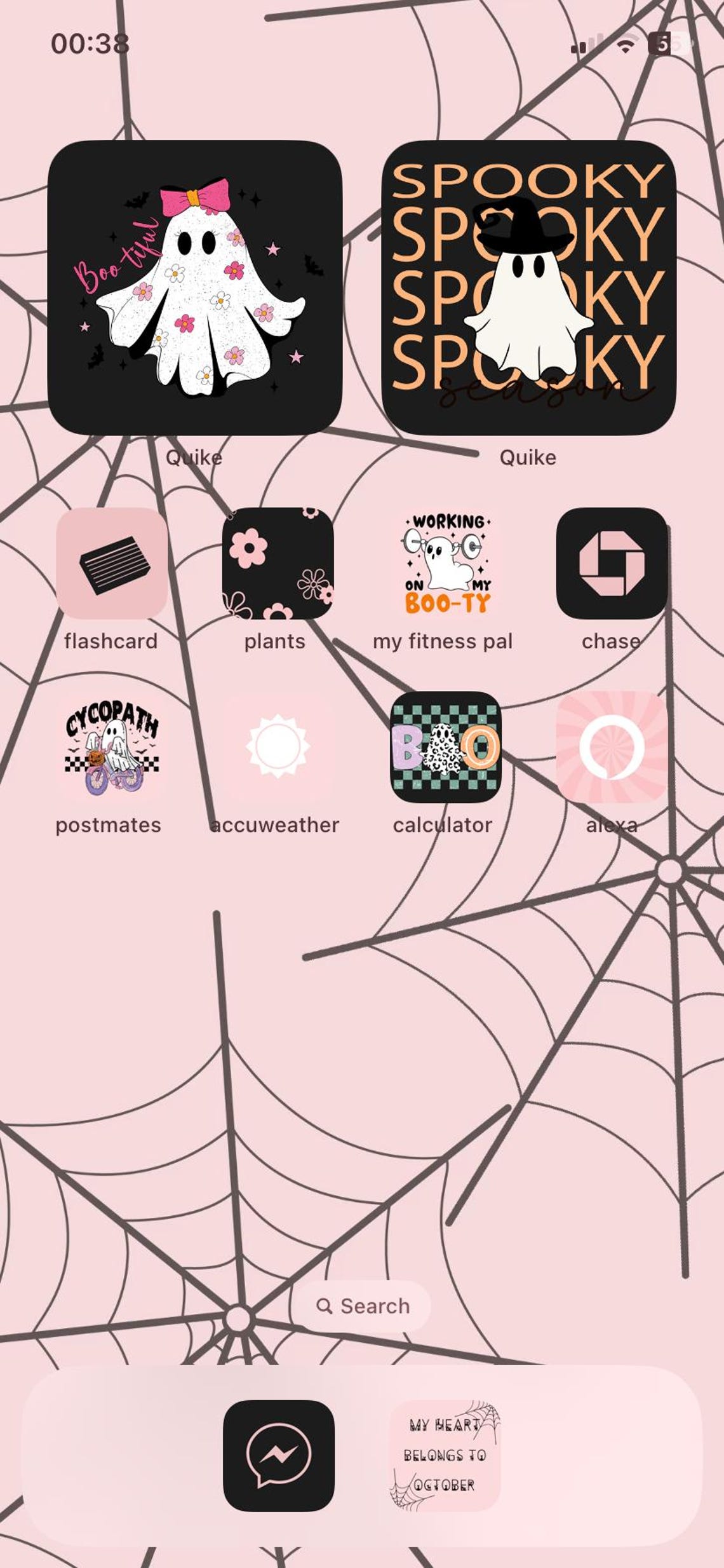 App Icons Retro Halloween, Pink, Orange, Black Ghost Web Widget ...
