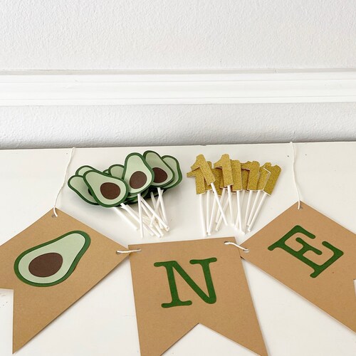 Avocado Birthday Banner Avocado Cake Topper Guacamole | Etsy