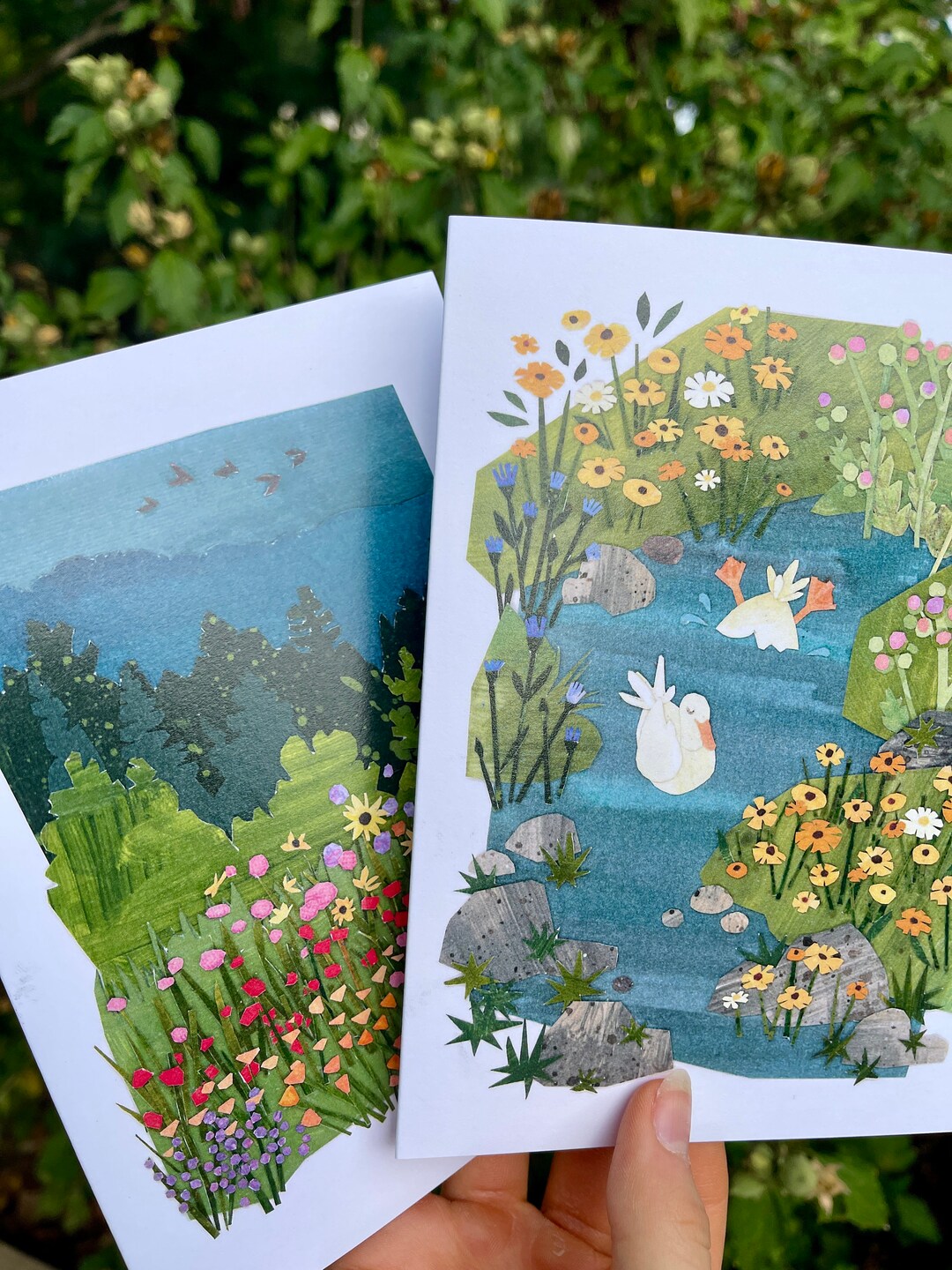 Handcut Collage Greeting Cards | Nature - Etsy