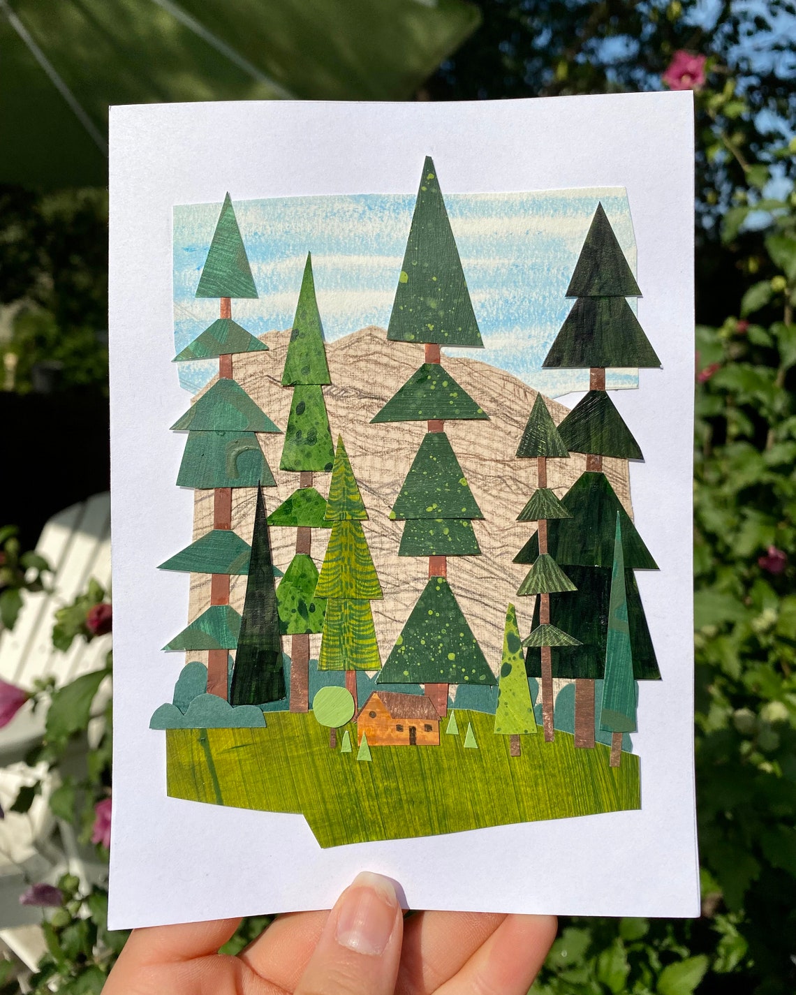 Original Handcut Collage Art | 5x7 Redwoods - Etsy