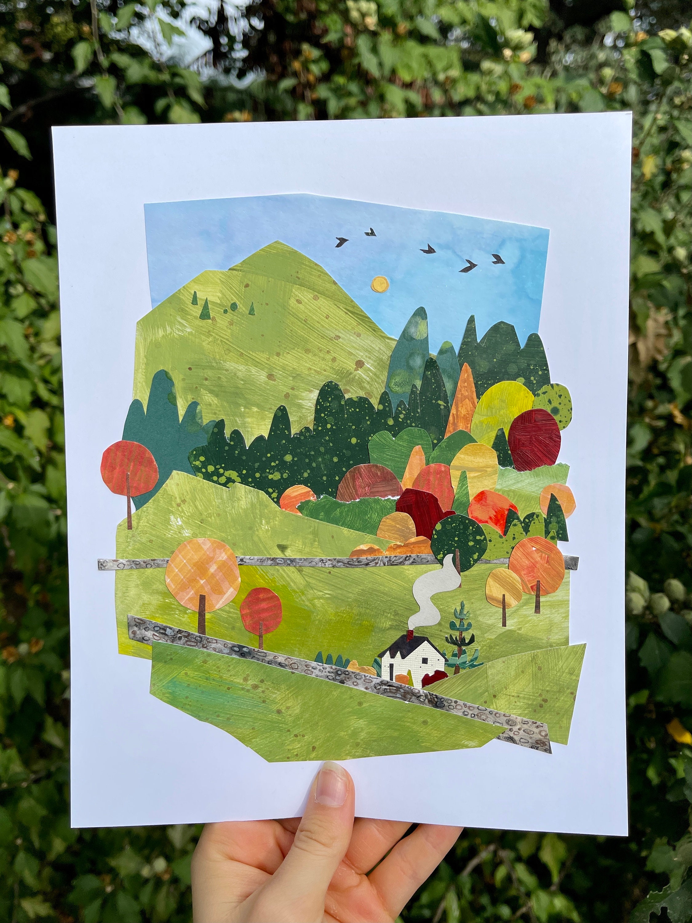 Handcut Collage Art | 8x10 Fall Landscape - Etsy