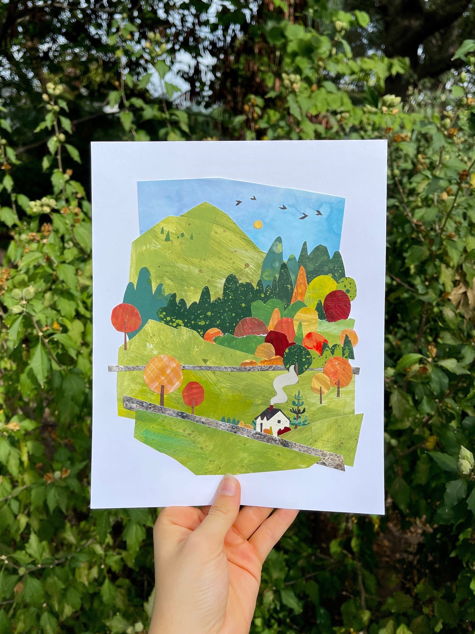 Handcut Collage Art | 8x10 Fall Landscape - Etsy