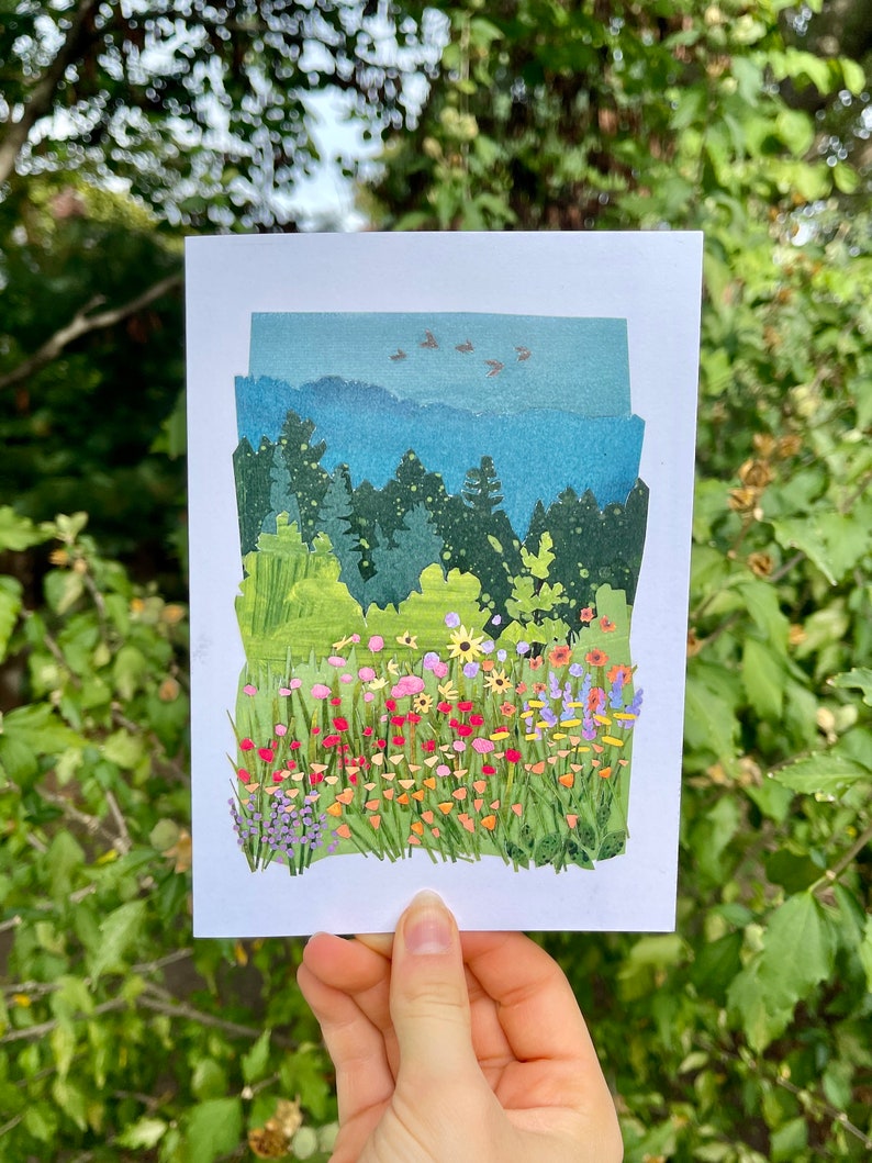 Handcut Collage Greeting Cards | Nature - Etsy