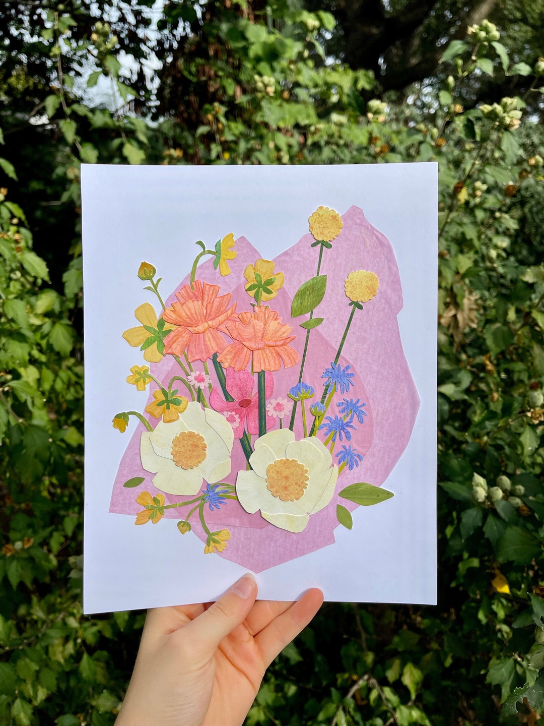 Original Handcut Collage Art | 8x10 Bouquet - Etsy