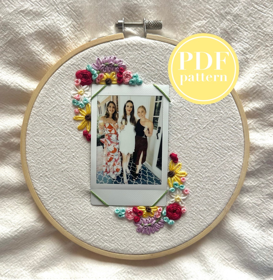 Instax Mini Polaroid Picture Frame- Hand Embroidery Pattern- Digital ...