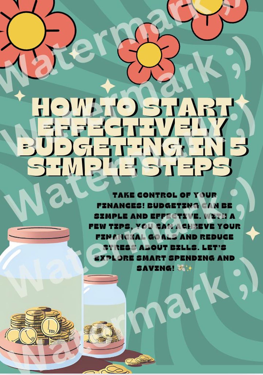 Retro Illustrated Flower Summer Flyer Finance Template Canva Editable ...