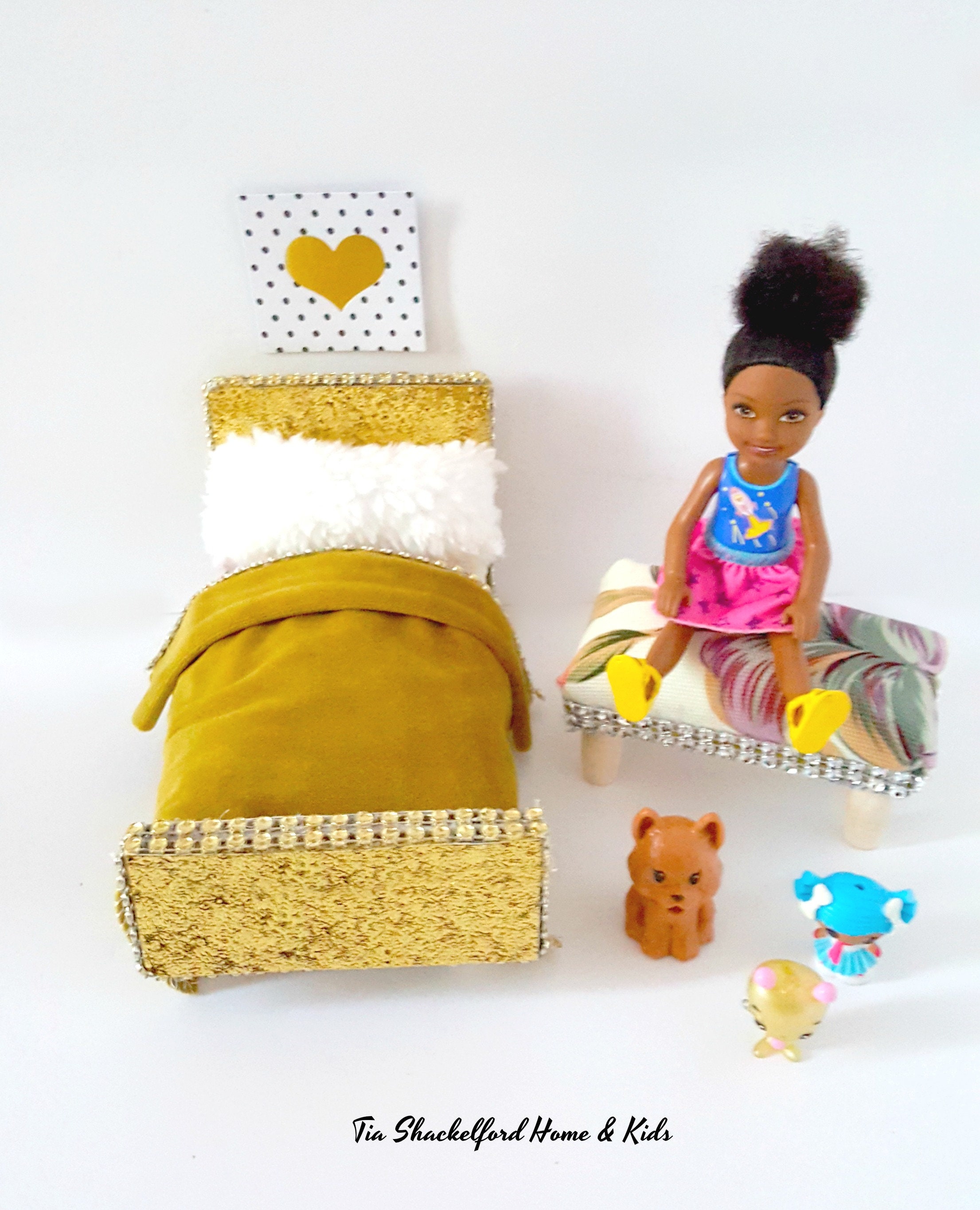 Dollhouse bedroom set doll bed miniature beds girls | Etsy