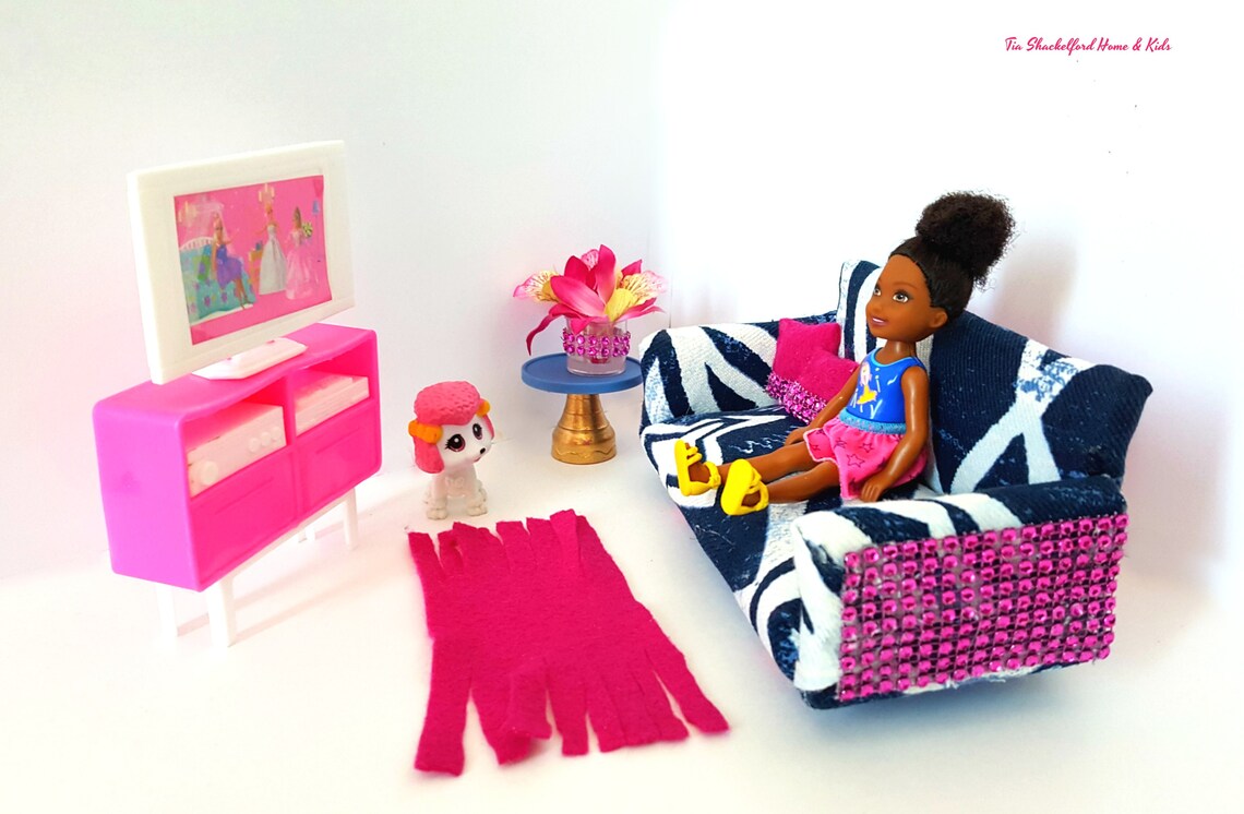 Doll Sofa Dollhouse Furniture Doll Couch Miniature Blue - Etsy